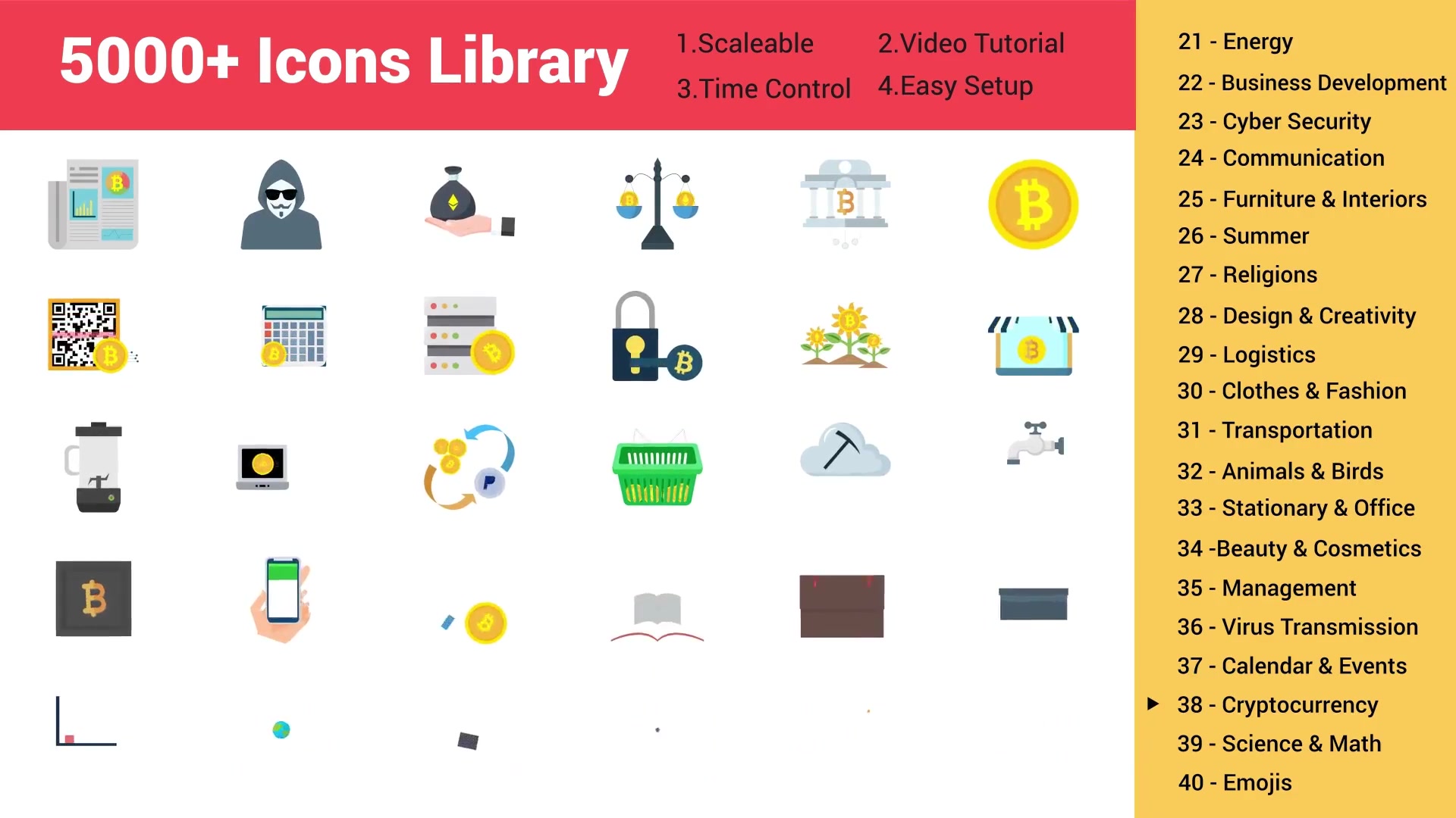 5000 Icons Pack 100 Categories Quick Download Videohive 35578921 After ...